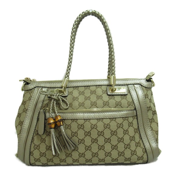 Gucci | Bags | Gucci Tote Bag Beige Dark Brown Gg Canvas 28230 | Poshmark